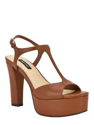 Nine West Naini Ankle Strap Platform Sandal - Dark Natural