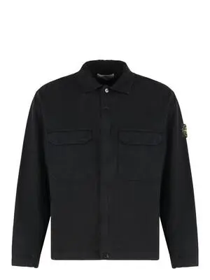 Stone Island Overshirt In Cotton - Black