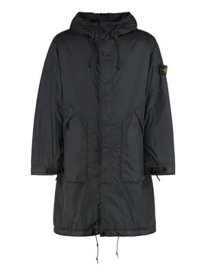 Stone Island Long Hooded Parka - Black