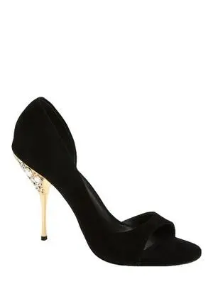 Jeffrey Campbell Alluria Crystal Heel Sandal Black Suede Combo
