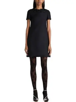 Valentino Garavani Embroidered Shift Mini Dress - Black