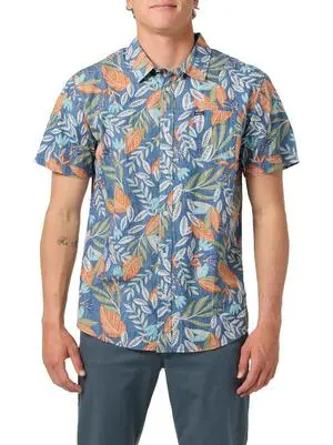 O'Neill Terrace Print Short Sleeve Button-up Shirt - Midnight Navy