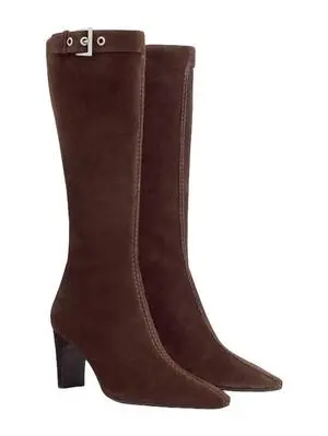 REFORMATION Tatyana Knee High Boots - Espresso Suede