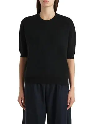Khaite Faye Short Sleeve Sweater - Black