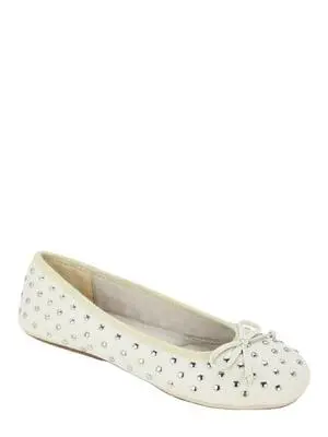 Yosi Samra Stella Studded Ballet Flat Bone
