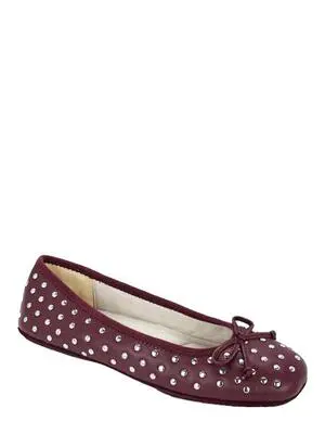 Yosi Samra Stella Studded Ballet Flat Burgundy