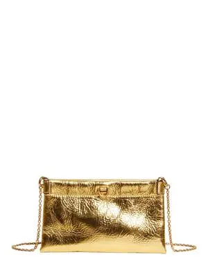 Etro Mini Talk Metallic Leather Clutch - Gold