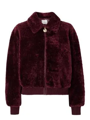 JOSEPH Shearling Bomber Jacket - Burgundy