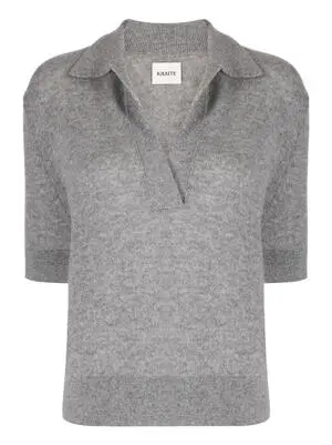 Khaite Shrunken Cashmere Polo Shirt - Grey