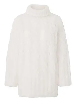 JOSEPH Fortin Cable-knit Mohair-blend Turtleneck Sweater - Cream