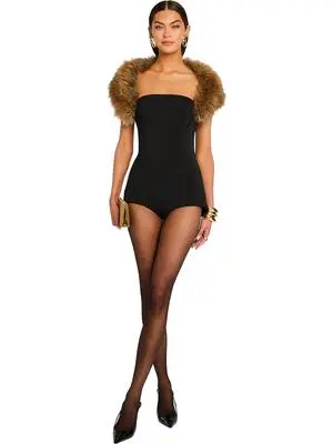 Retrofete Salmee Faux Fur Romper - Black/red Fox