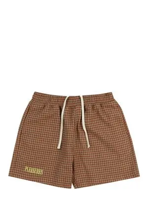 PLEASURES Intercept Houndstooth Shorts - Brown