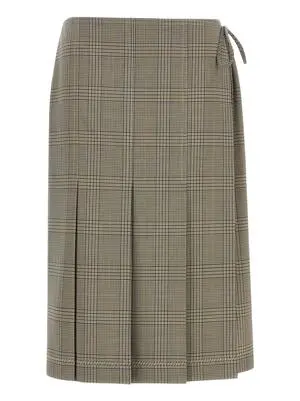 Marni Plaid Pleated Skirt - Grey