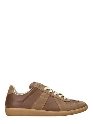 MAISON MARGIELA Replica Leather Trainers - Mid Brown