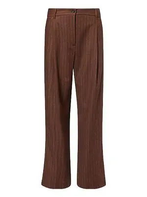 ME+EM Pinstripe Straight-leg Stretch-woven Trousers - Toffee