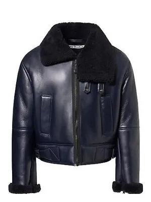 ACNE STUDIOS Wide-Collared Buckled Leather And Shearling Aviator Jacket
