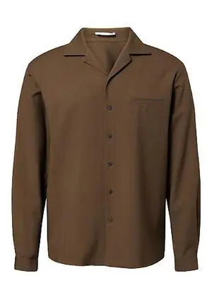 THE ROW Kanta Open-collar Wool Shirt - Sepia Khaki