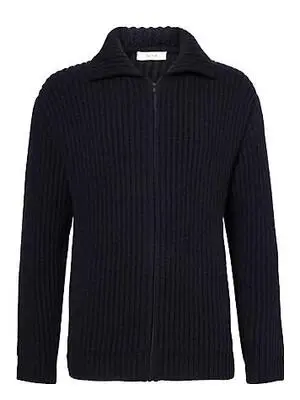 THE ROW Hornby Ribbed-knit Cashmere Cardigan - Dark Navy