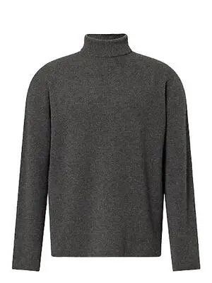 THE ROW Funnel-neck Cashmere Jumper - Medium Grey Melange