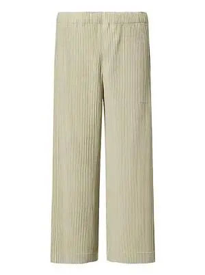 Issey Miyake Month Straight-Leg Pleated Trousers Wavellite Green