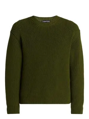 TOM FORD Crewneck Merino Wool Sweater - Olive