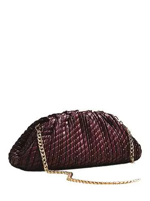 URBAN EXPRESSIONS Oversized Woven Clutch With Chain Strap - Wine