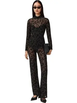 ALLSAINTS Rylee Flock Lace Catsuit - Black