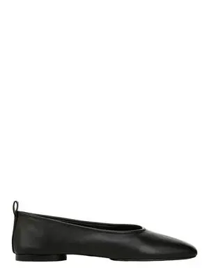 Vince Lambskin Leather Ballerina Flats - Black Leather