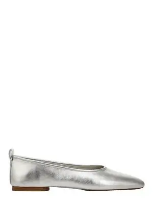 Vince Vivian Metallic Ballerina Flats - Silver Leather