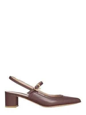 GIANVITO ROSSI Calfskin Mary Jane Slingback Pumps - Bourgogne