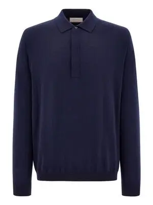 Canali Nuvola Dark Navy Seamless Extra-fine Merino Wool Polo Shirt - Blue