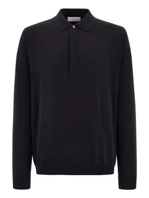 Canali Nuvola Seamless Extra-fine Merino Wool Polo Shirt - Black