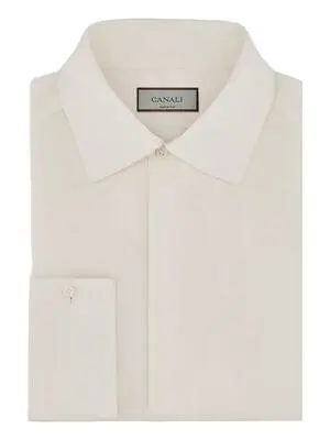 Canali Regular Fit Silk Dress Shirt - White