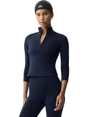 Alo Yoga Softsculpt Precision 1/4 Zip Long Sleeve Top - Navy