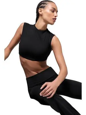 Alo Yoga Softsculpt Capped Out Short Sleeve Top - Black