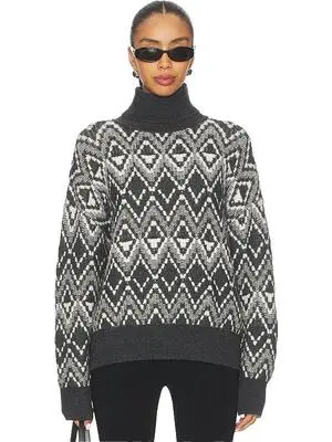 Varley Ida Relaxed Fairisle Rollneck Sweater - Charcoal