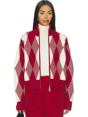 Varley Karina Jacquard Knit Jacket - Red Dahlia