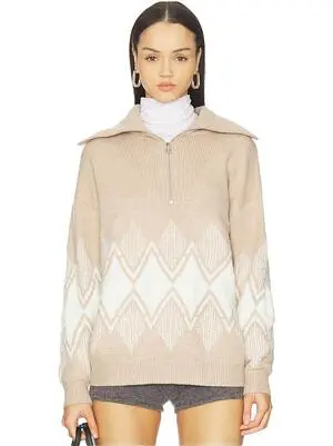 Varley Betty Jacquard Half Zip Sweater - Light Taupe