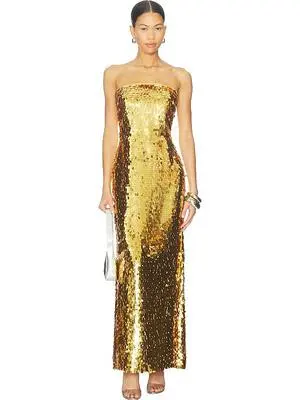 SIMONMILLER Sculpty Strapless Sequin Dress Star Gold