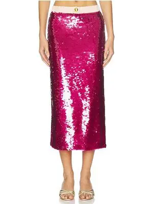 MAUDE CLUB Clara Sequined Skirt - Magenta Sequin
