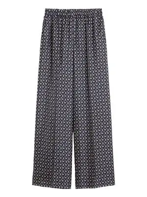 Max Mara Printed Wide Leg Silk Trousers - Ultramarine