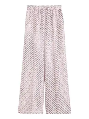 Max Mara Printed Silk Trousers - Pink