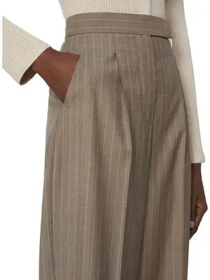 Max Mara Pinstripe Wool Trousers - Hazelnut Brown