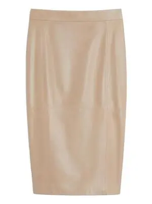 Max Mara Nappa Leather Pencil Midi Skirt - Sand