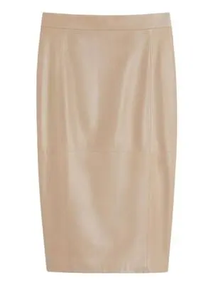 Max Mara Nappa Leather Pencil Midi Skirt - Sand