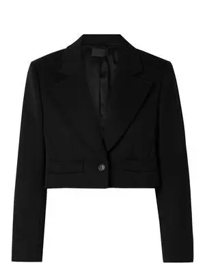 NILI LOTAN Belino Cropped Wool-twill Blazer - Black