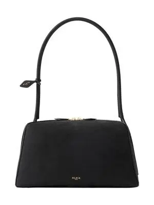 Alaïa Le Bulldog Medium Nubuck Shoulder Bag - Black