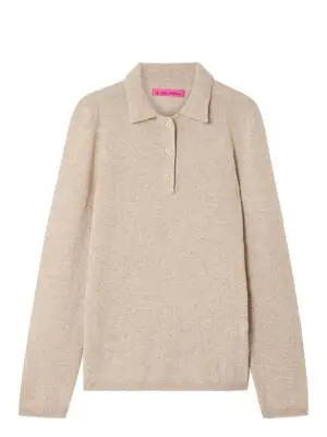 THE ELDER STATESMAN Laurel Cashmere Polo Sweater - Neutrals