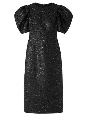 Carolina Herrera Sequin-embellished Metallic Tweed Midi Dress - Black