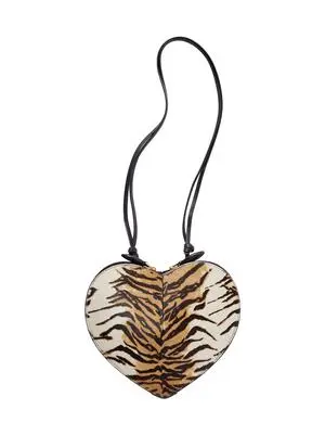 Alaïa Le Coeur Animal-print Leather-trimmed Calf Hair Shoulder Bag - Gray